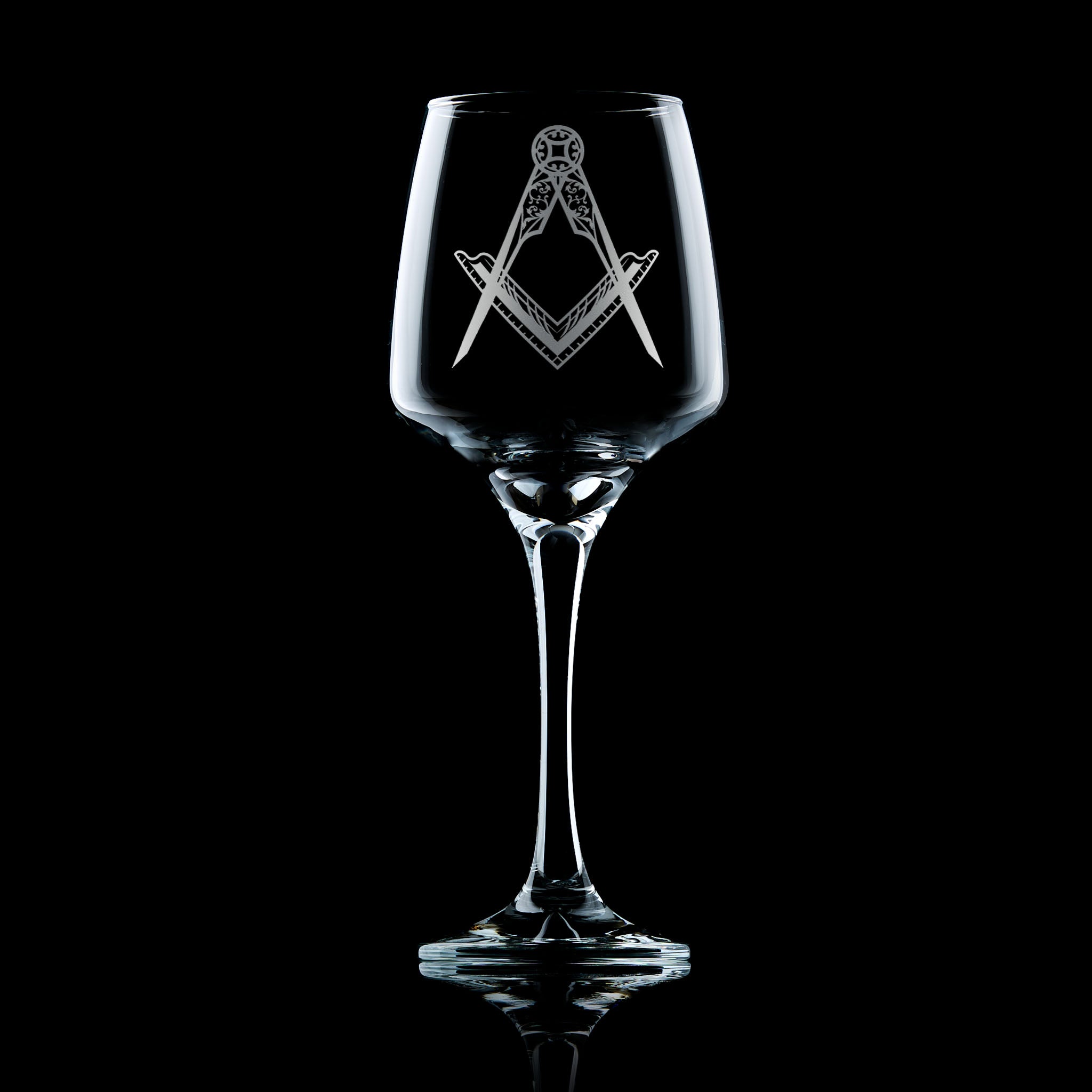 Masonic Wine Glass – Square & Compass Design | Just The Ticket